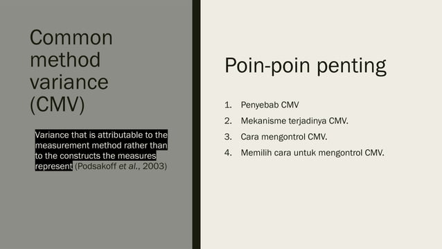 Common Method Variance - Power Point with Indonesian Adaptation | PPT