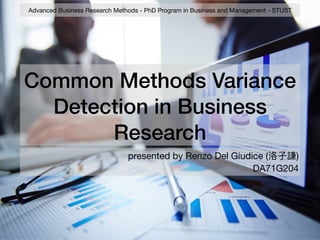 Common Method Variance Detection in Business Research | PDF | Business Accounting & Finance ...