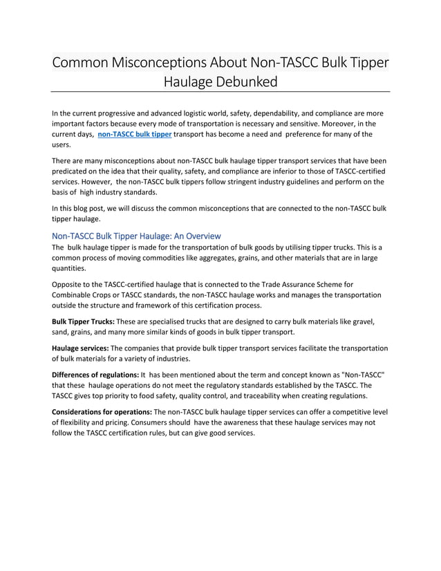 Common Misconceptions About Non-TASCC Bulk Tipper Haulage Debunked.pdf