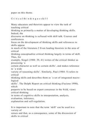 Common misconceptions of critical thinkingSHARON BAILIN, R.docx