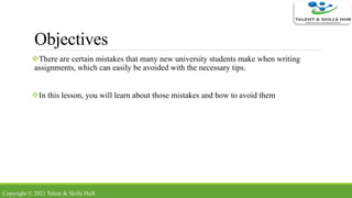 Common Mistakes and Causes of Failure in Assignment | PPTX