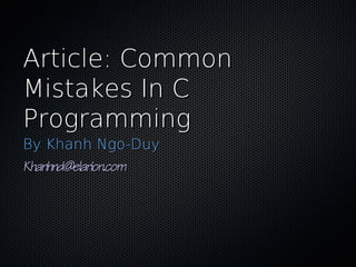 Common mistakes in C programming | PDF | Programming Languages | Computing