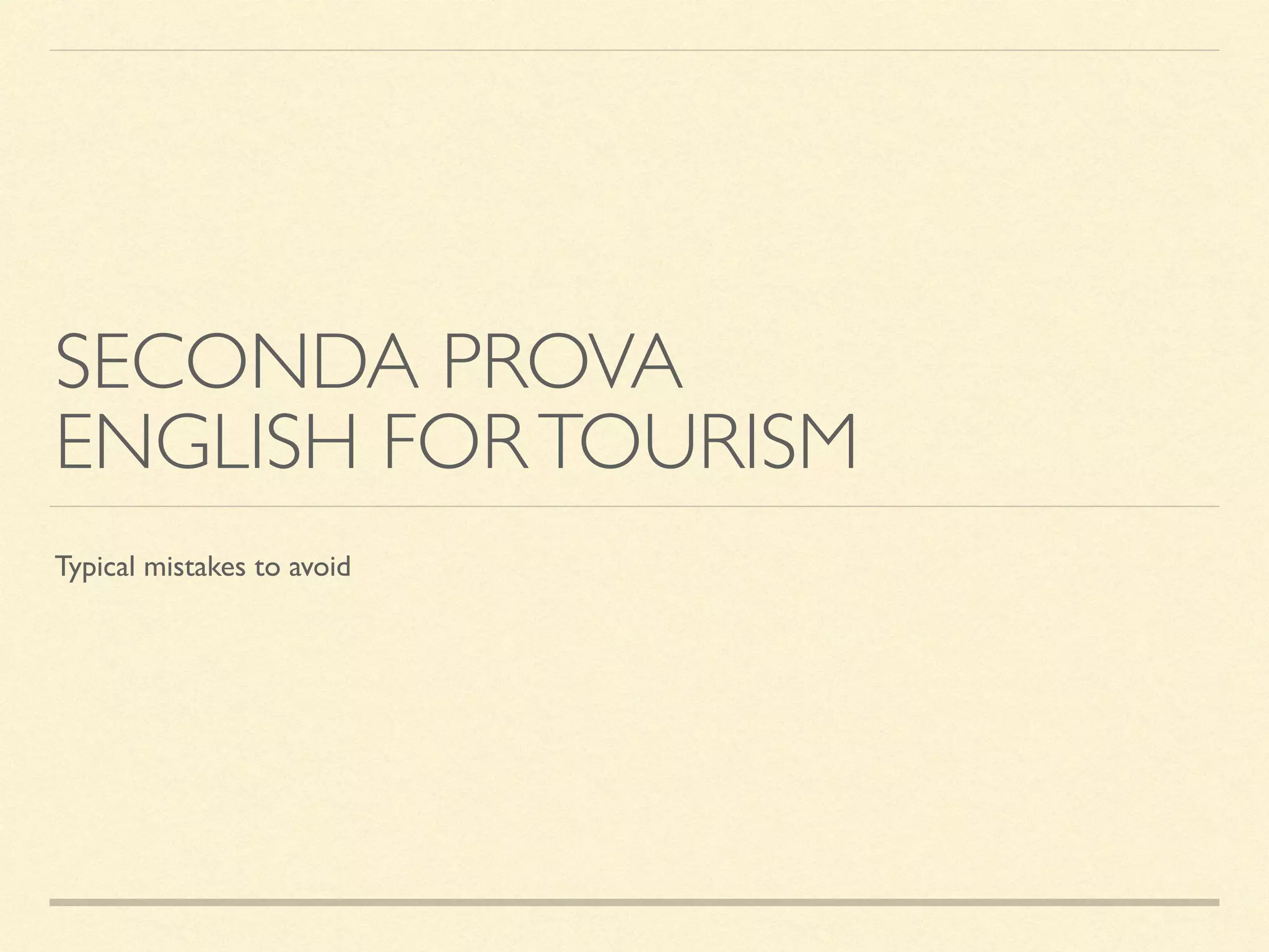Common mistakes in English - seconda prova turismo | PDF