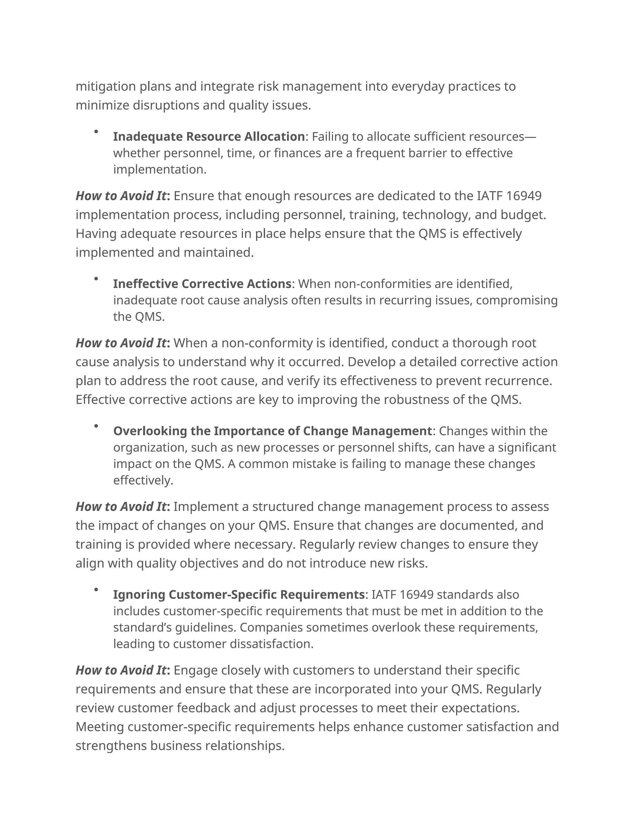 COMMON MISTAKES IN IATF 16949 IMPLEMENTATION AND HOW TO AVOID THEM | DOCX