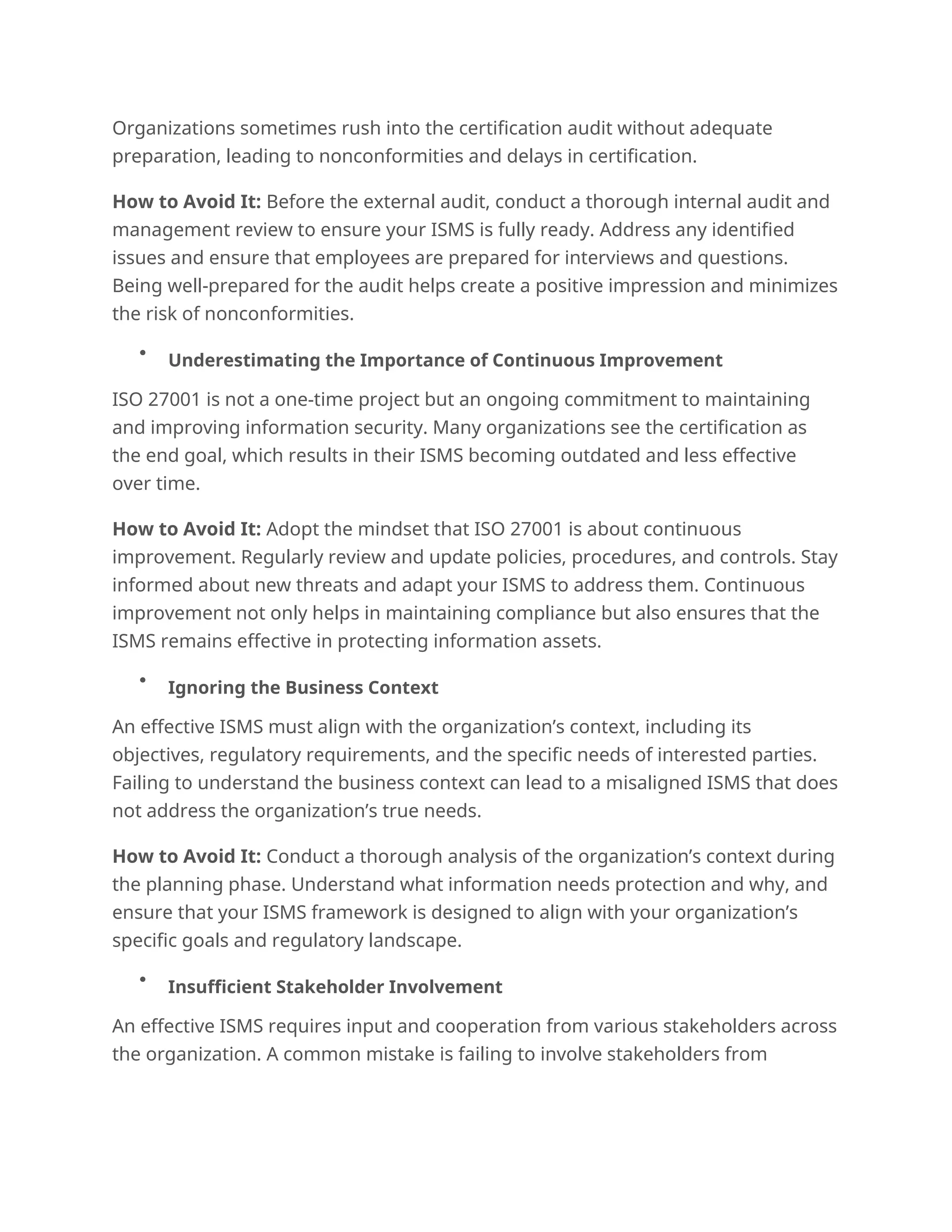 COMMON MISTAKES IN ISO 27001 IMPLEMENTATION AND HOW TO AVOID THEM | DOCX