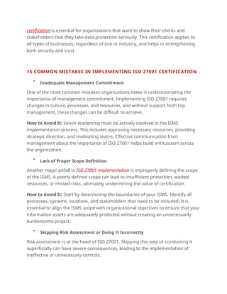 COMMON MISTAKES IN ISO 27001 IMPLEMENTATION AND HOW TO AVOID THEM | DOCX