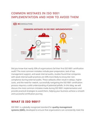 COMMON MISTAKES IN ISO 9001 IMPLEMENTATION AND HOW TO AVOID THEM | PDF