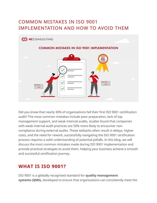 COMMON MISTAKES IN ISO 9001 IMPLEMENTATION AND HOW TO AVOID THEM | PDF