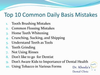 Common mistakes that occurs teeth problems | PPTX