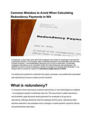 Common Mistakes to Avoid When Calculating Redundancy Payments in WA | DOCX