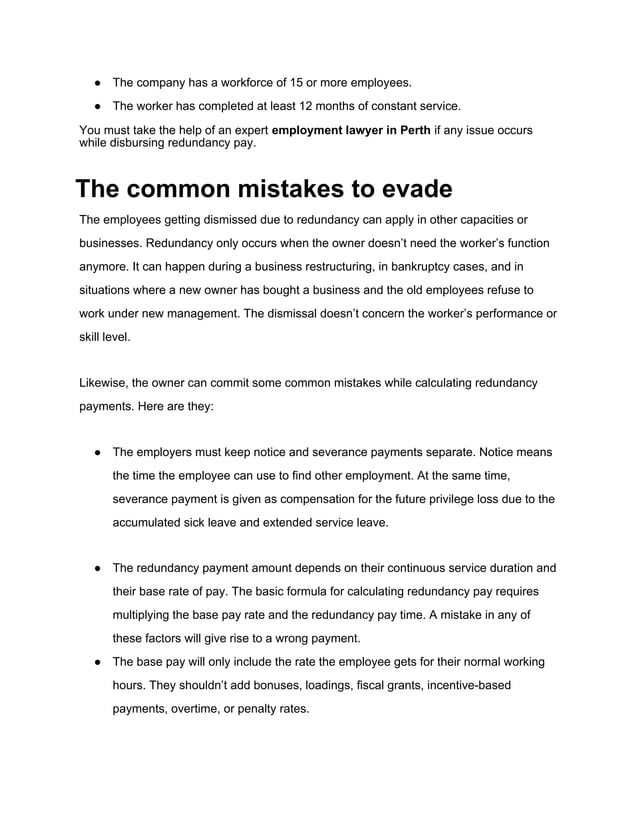 Common Mistakes to Avoid When Calculating Redundancy Payments in WA | PDF Common Mistakes to Avoid When Calculating Redundancy Payments in WA | PDF