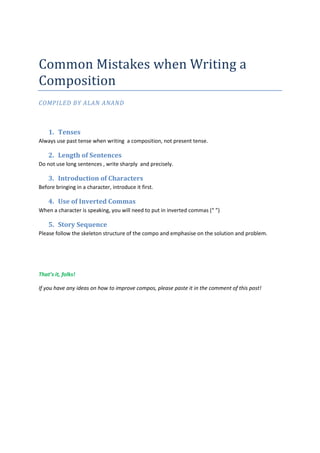 Common Mistakes when Writing a Composition | DOCX