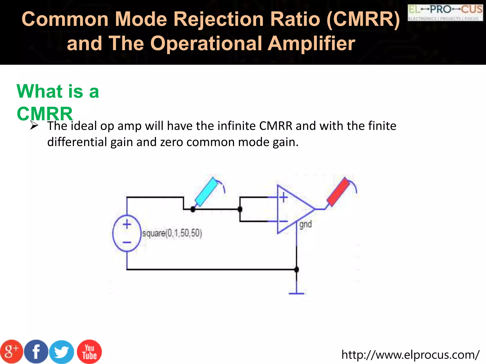 Common mode rejection ratio (cmrr) and the operational amplifier | PPTX