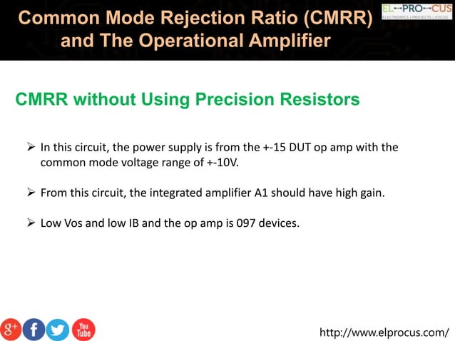 Common mode rejection ratio (cmrr) and the operational amplifier | PPTX