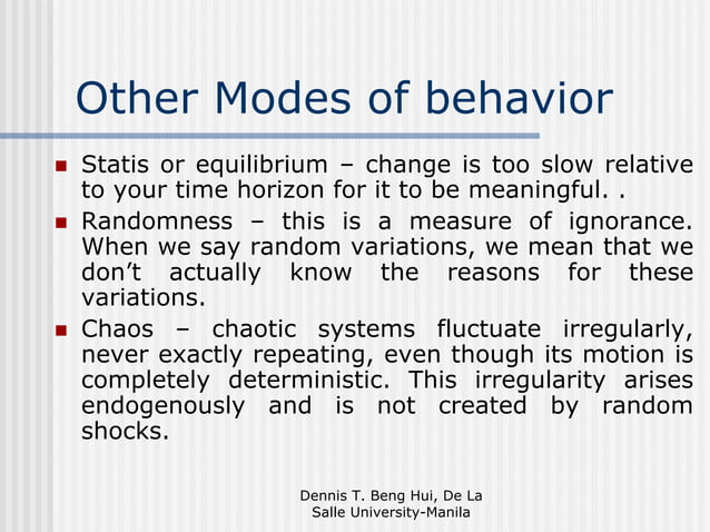 Common Modes Of Dynamic Behavior