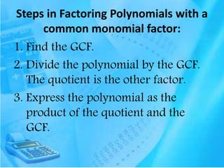 Common monomial factor | PPTX