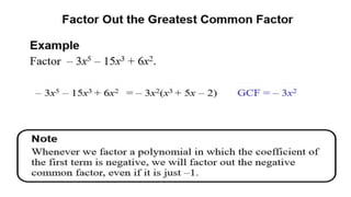Common monomial factoring | PPTX