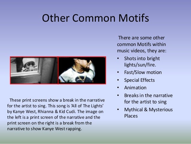 Common motifs within music videos