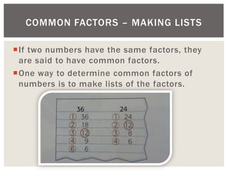 Common Multiples and Common Factors | PPTX