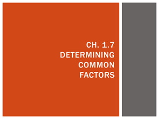 Common Multiples and Common Factors | PPTX