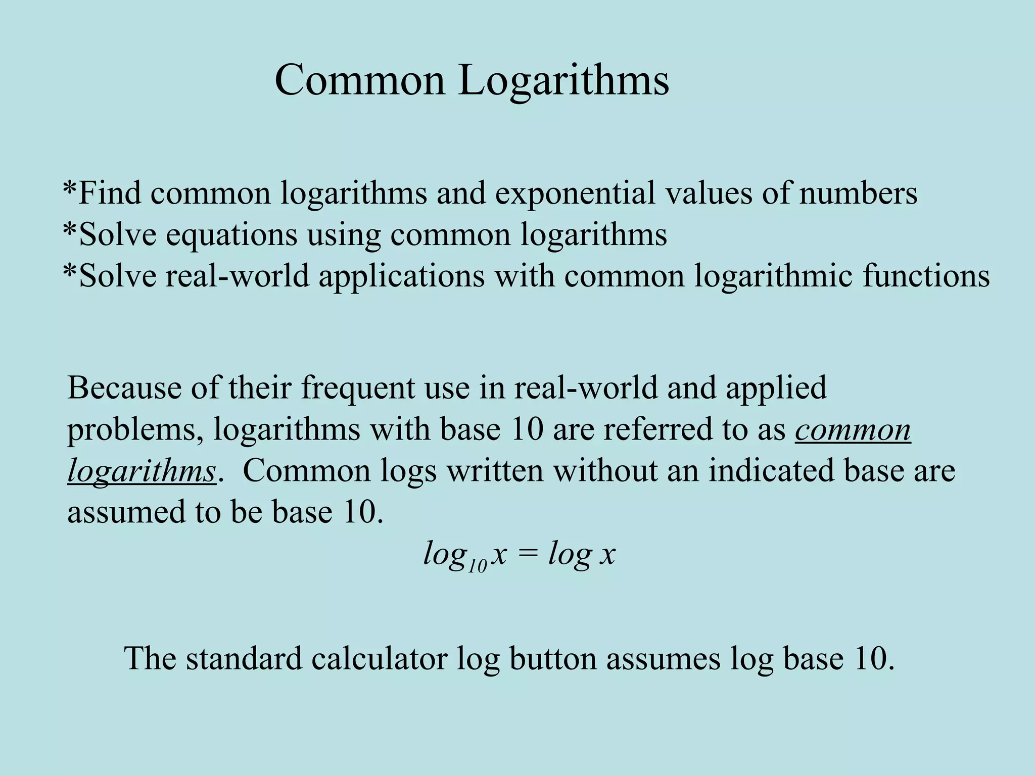 Common natural logarithms | PPT