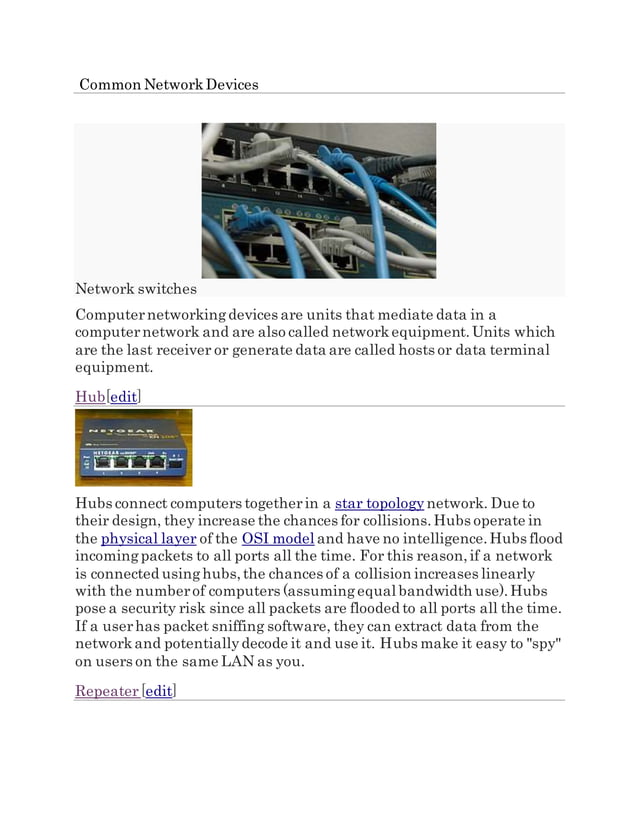 Common Network Devices Pdf