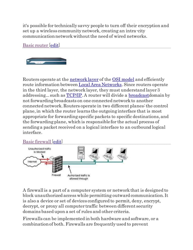 Common network devices | DOCX | Computer Networking | Computing