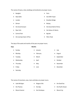 Common Nouns And Proper Nouns | PDF
