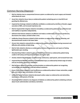 Common Nursing Diagnoses and Their Implications... | PDF