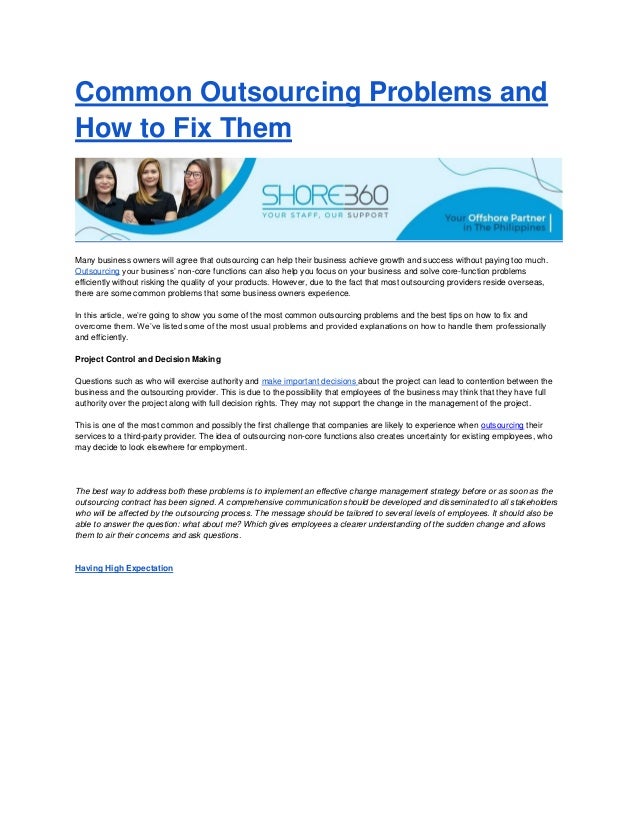 Common outsourcing problems and how to fix them