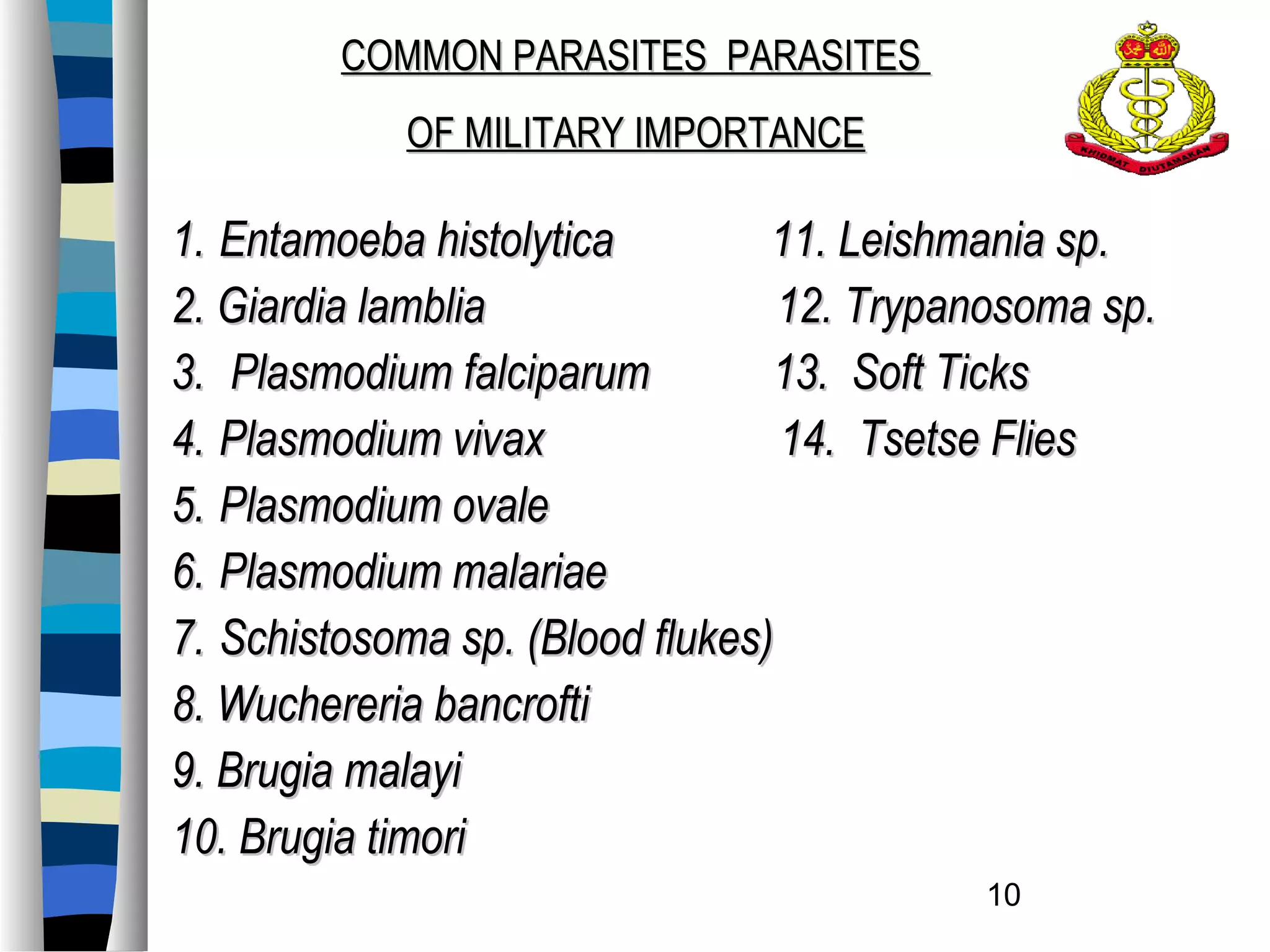 Common parasites of military importance | PPT