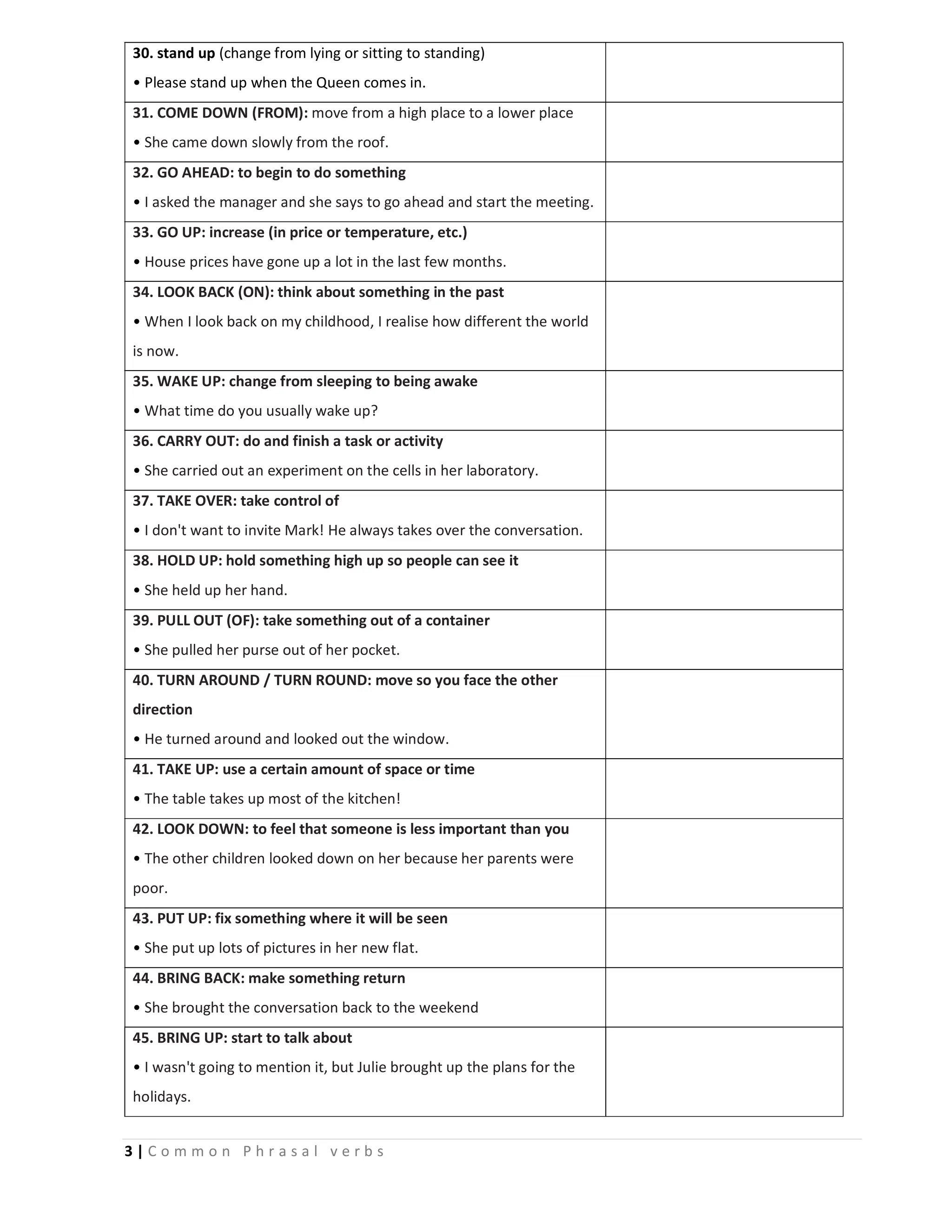 Common Phrasal verbs for A2 level learners | PDF