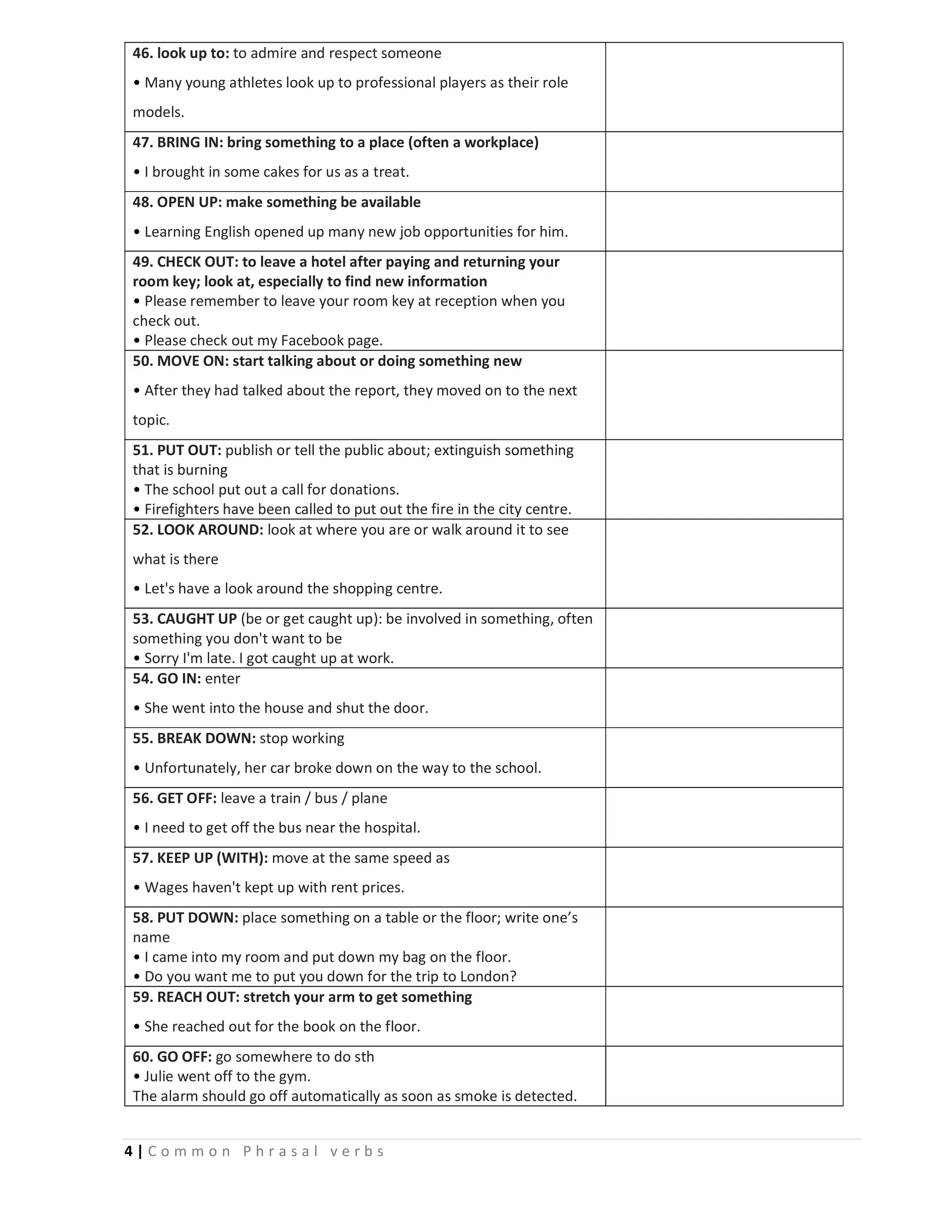 Common Phrasal verbs for A2 level learners | PDF