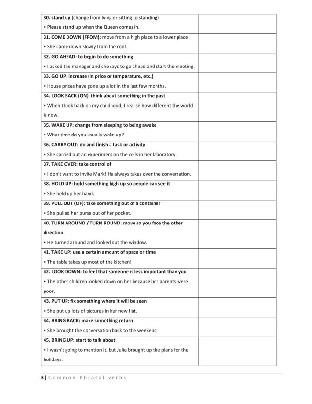 Common Phrasal verbs for A2 level learners | PDF