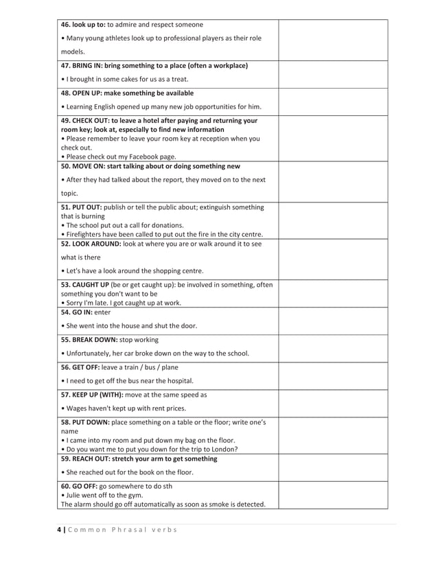 Common Phrasal verbs for A2 level learners | PDF