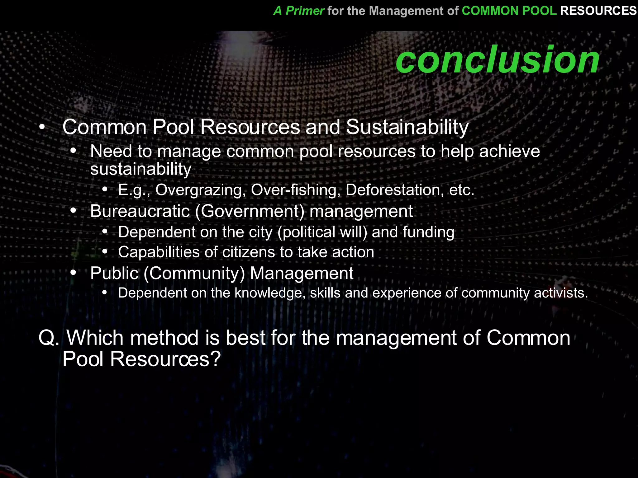Common Pool Theory | PPT