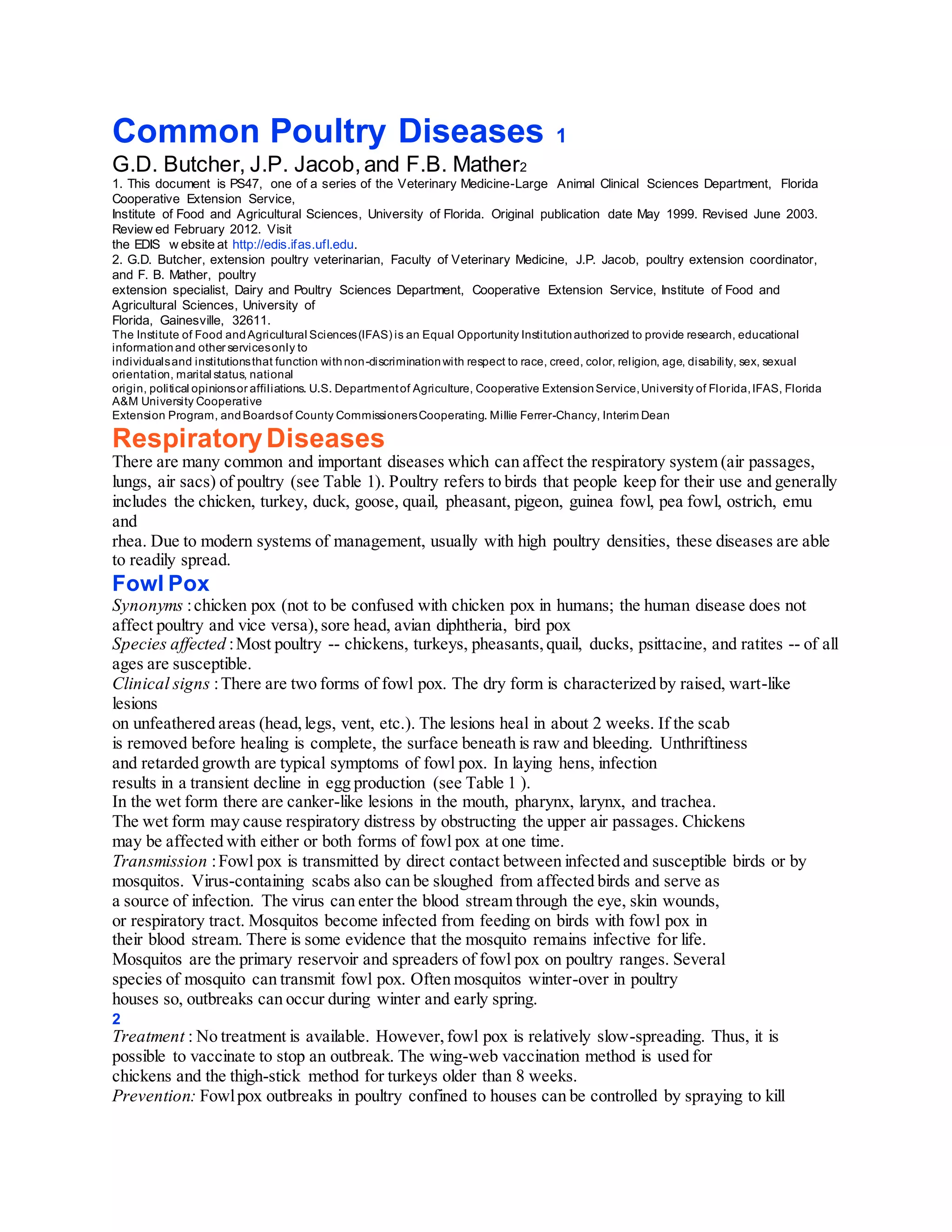 Common poultry diseases 1 | DOCX