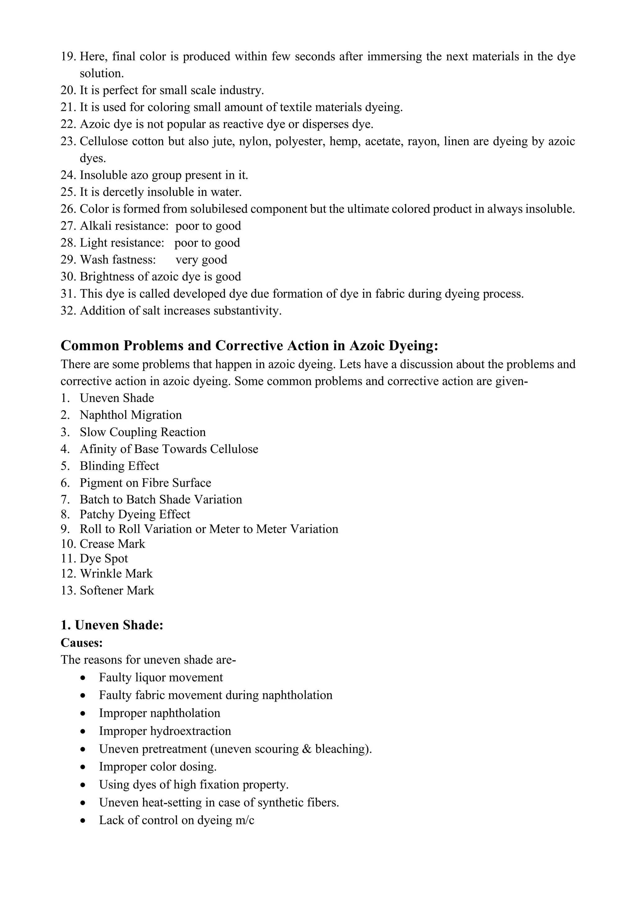 Common Problems & Corrective Action﻿ in Azoic Dyeing | PDF