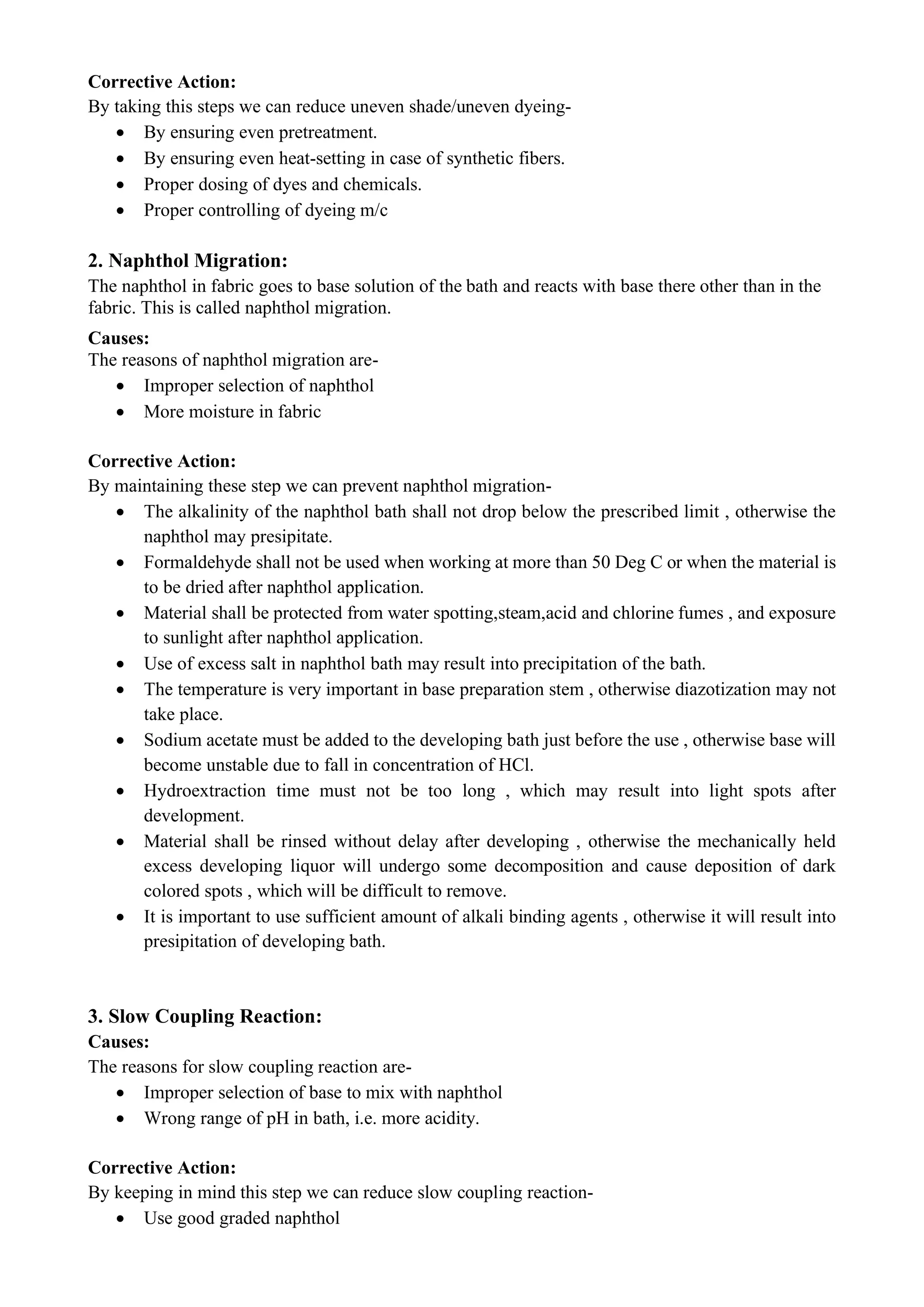 Common Problems & Corrective Action﻿ in Azoic Dyeing | PDF
