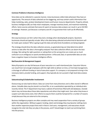 Common problems in business intelligence | PDF