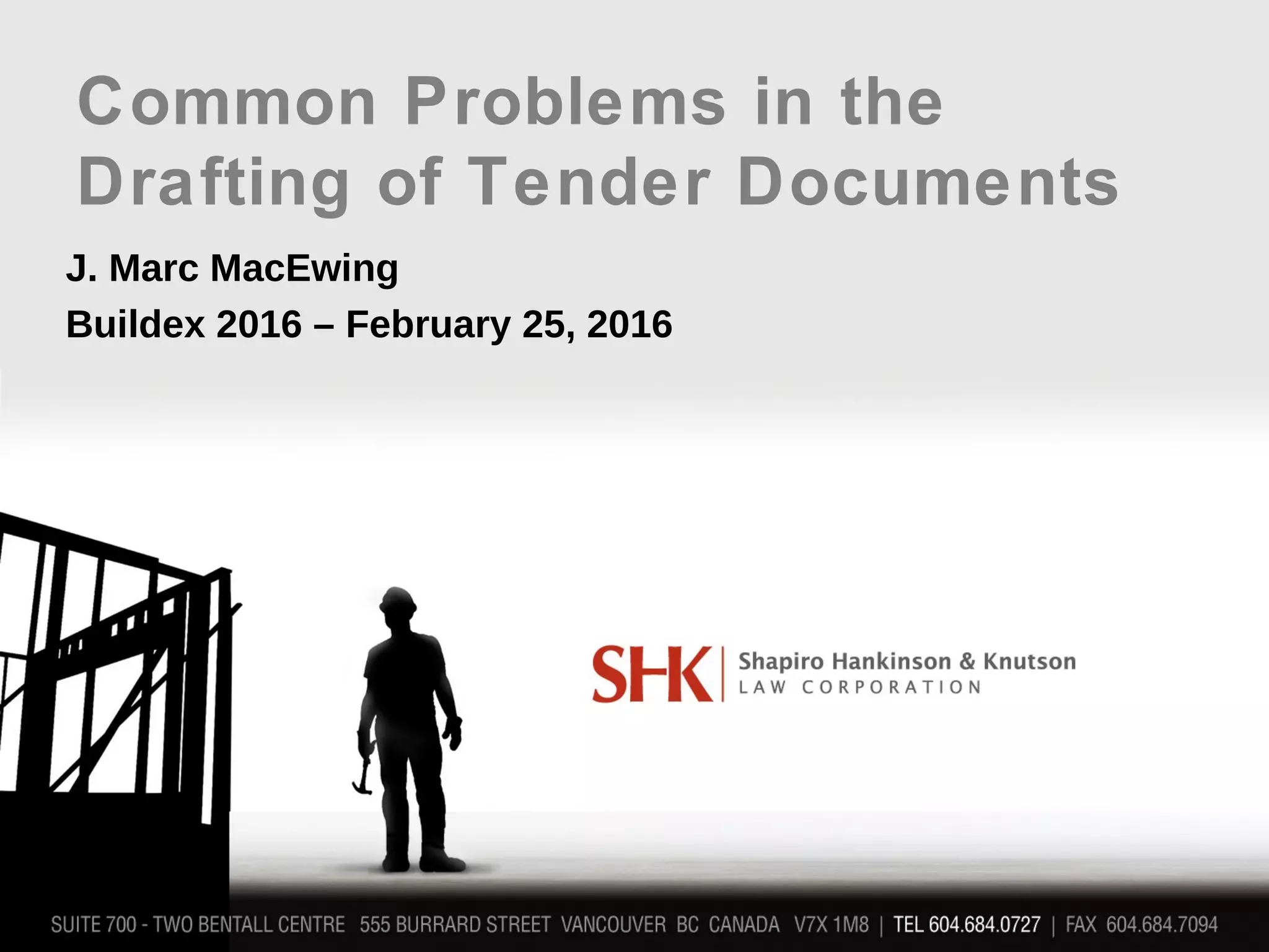 Common Problems in the Drafting of Tender Documents | PPT