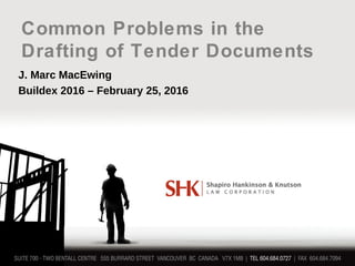 Common Problems in the Drafting of Tender Documents | PPT