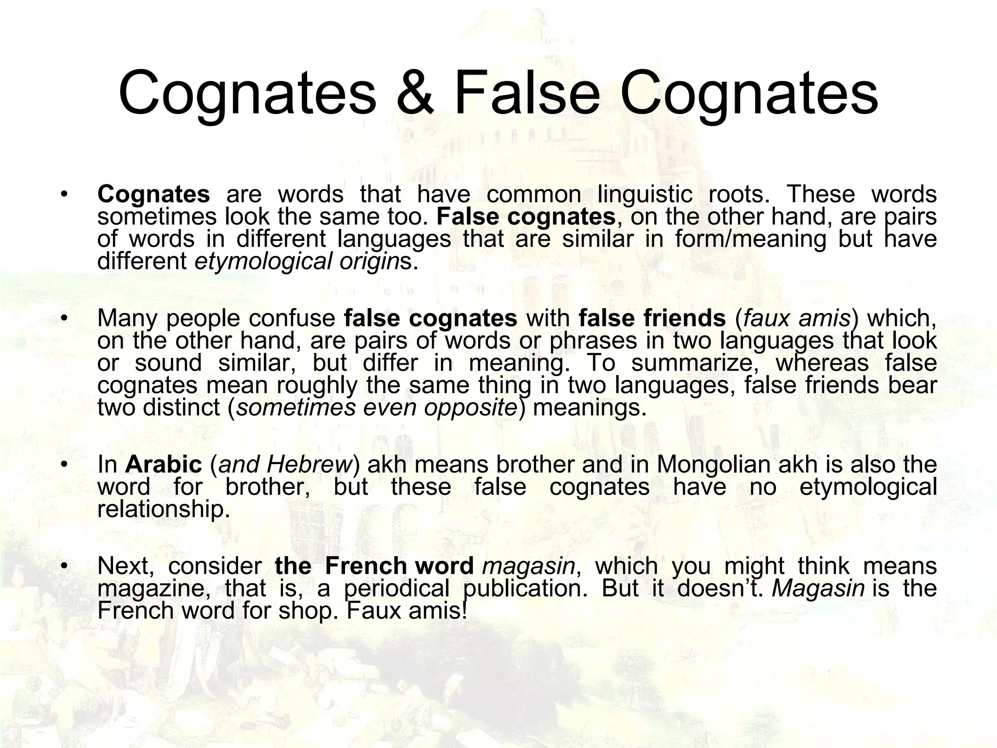 Common pronunciation mistakes & false cognates | PPT