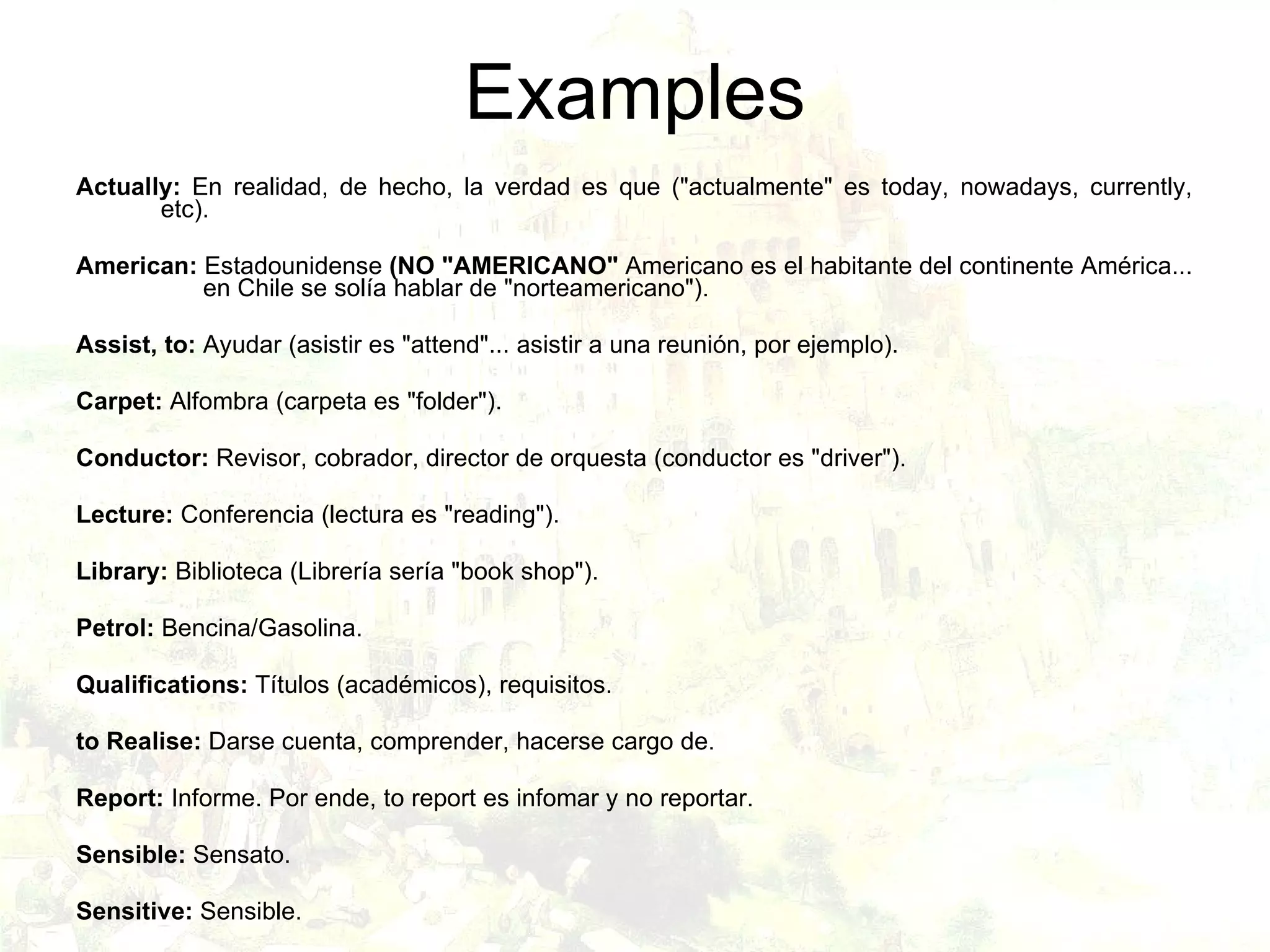 Common pronunciation mistakes & false cognates | PPT