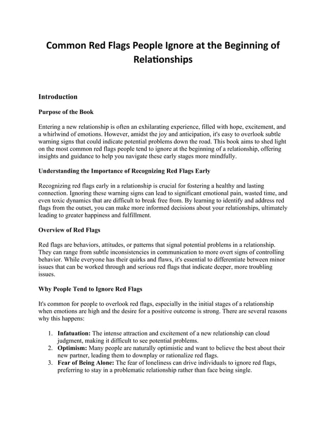 Common Red Flags at the Beginning of a Relationship | PDF