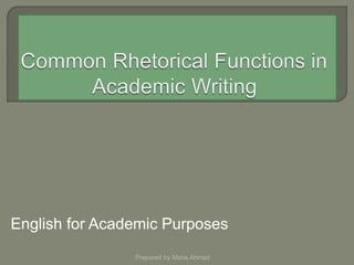 Common rhetorical functions in academic writing | PPTX