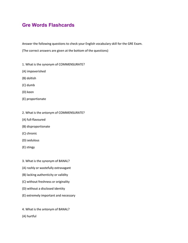 Gre Words Flashcards | PDF