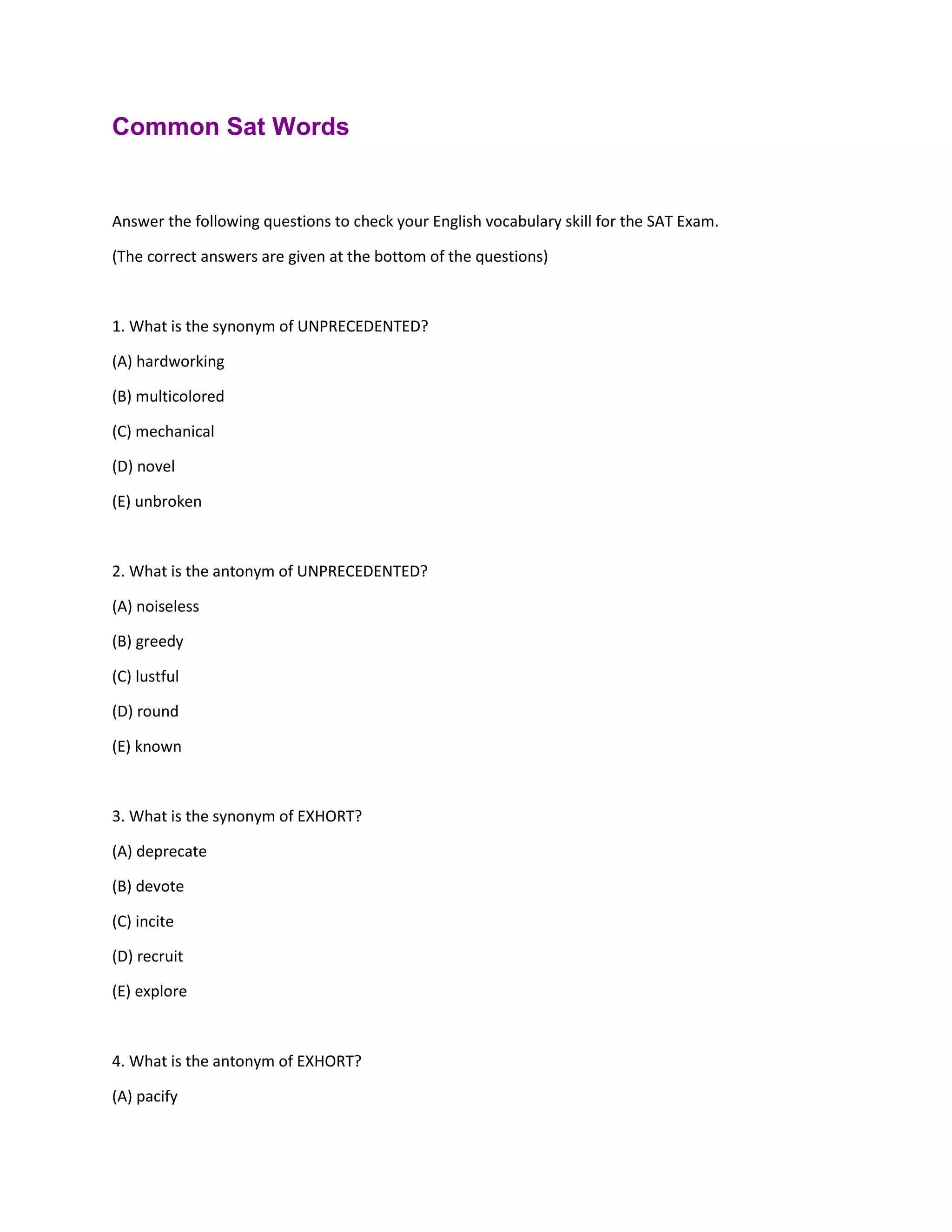 Common Sat Words | PDF