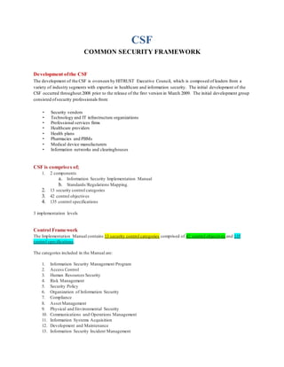 Common Security Framework Summary | PDF