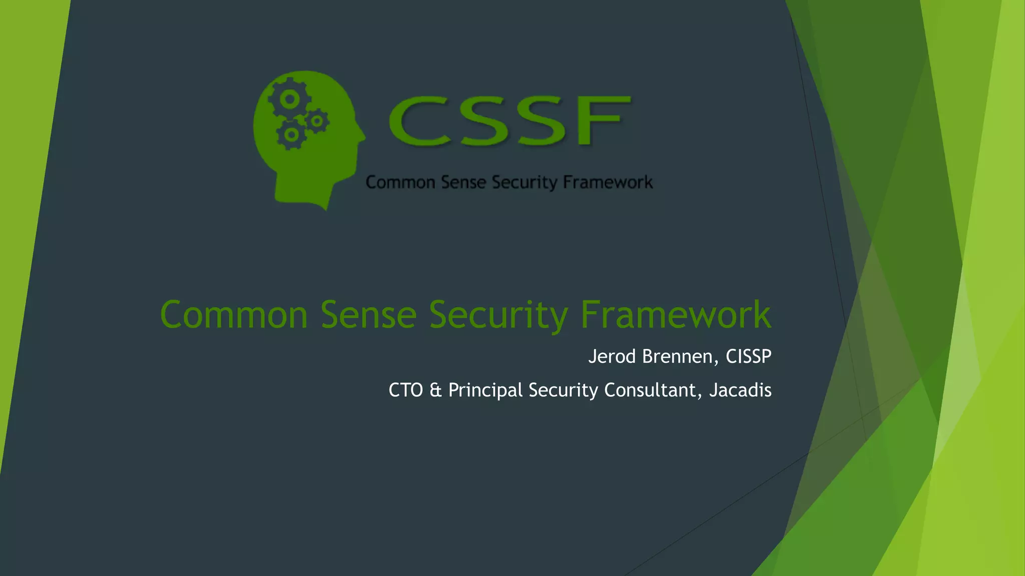 Common Sense Security Framework | PPTX